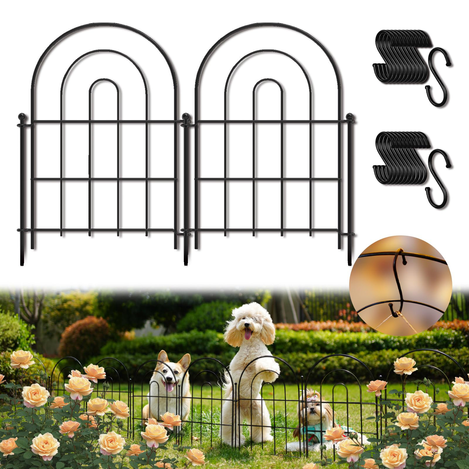 Jan Interiors Garden Fence Panels, 17 In (High) X 20 Ft (Long) Flower ...