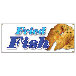 SignMission FRIED FISH BANNER SIGN Fry Fish Deep Seafood Fresh Dinner ...