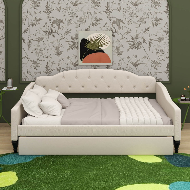 Ophelia & Co. Full Size Upholstered Tufted Daybed With Trundle | Wayfair