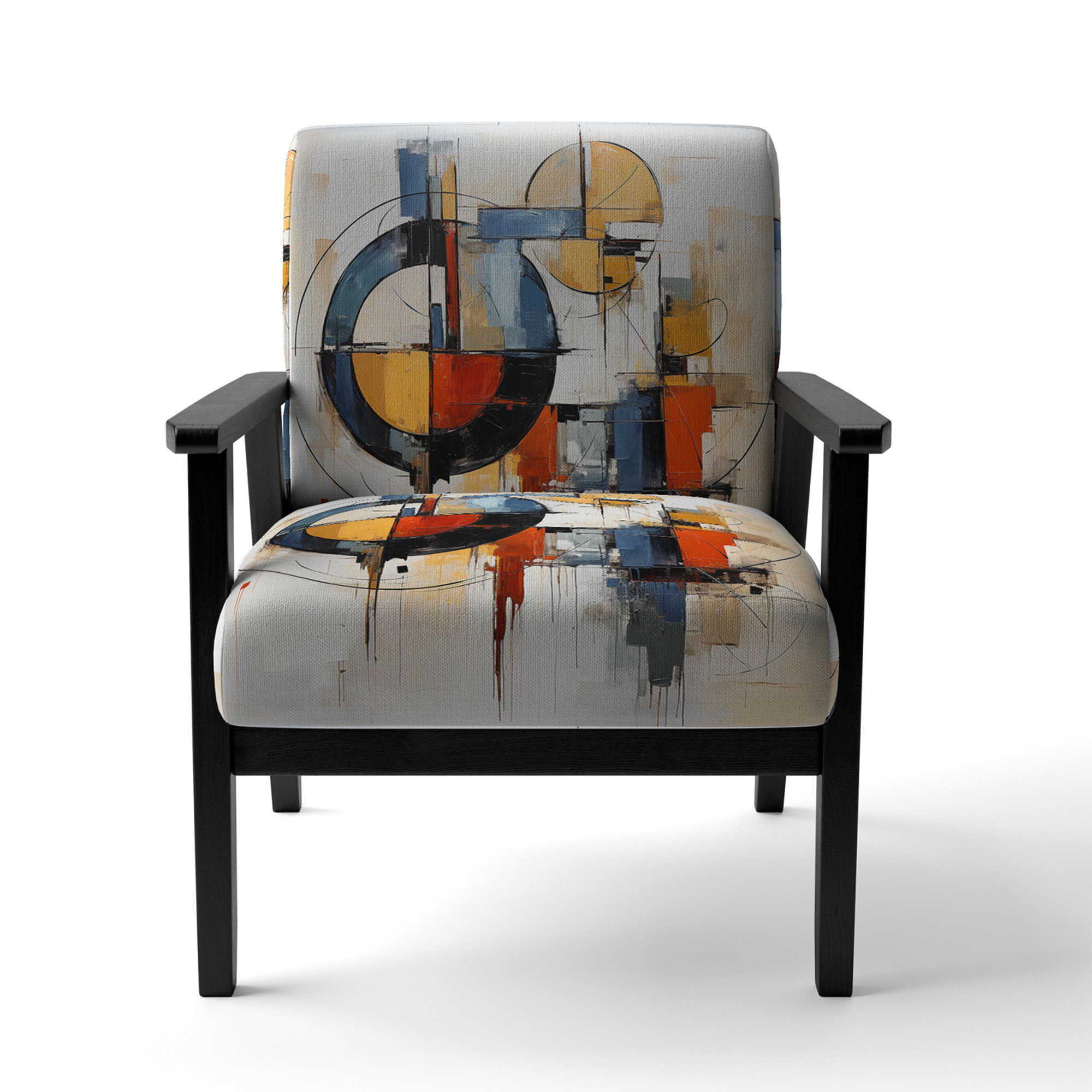 Design Art Colorful Mid Century Abstract Fusion I - Upholstered Modern ...