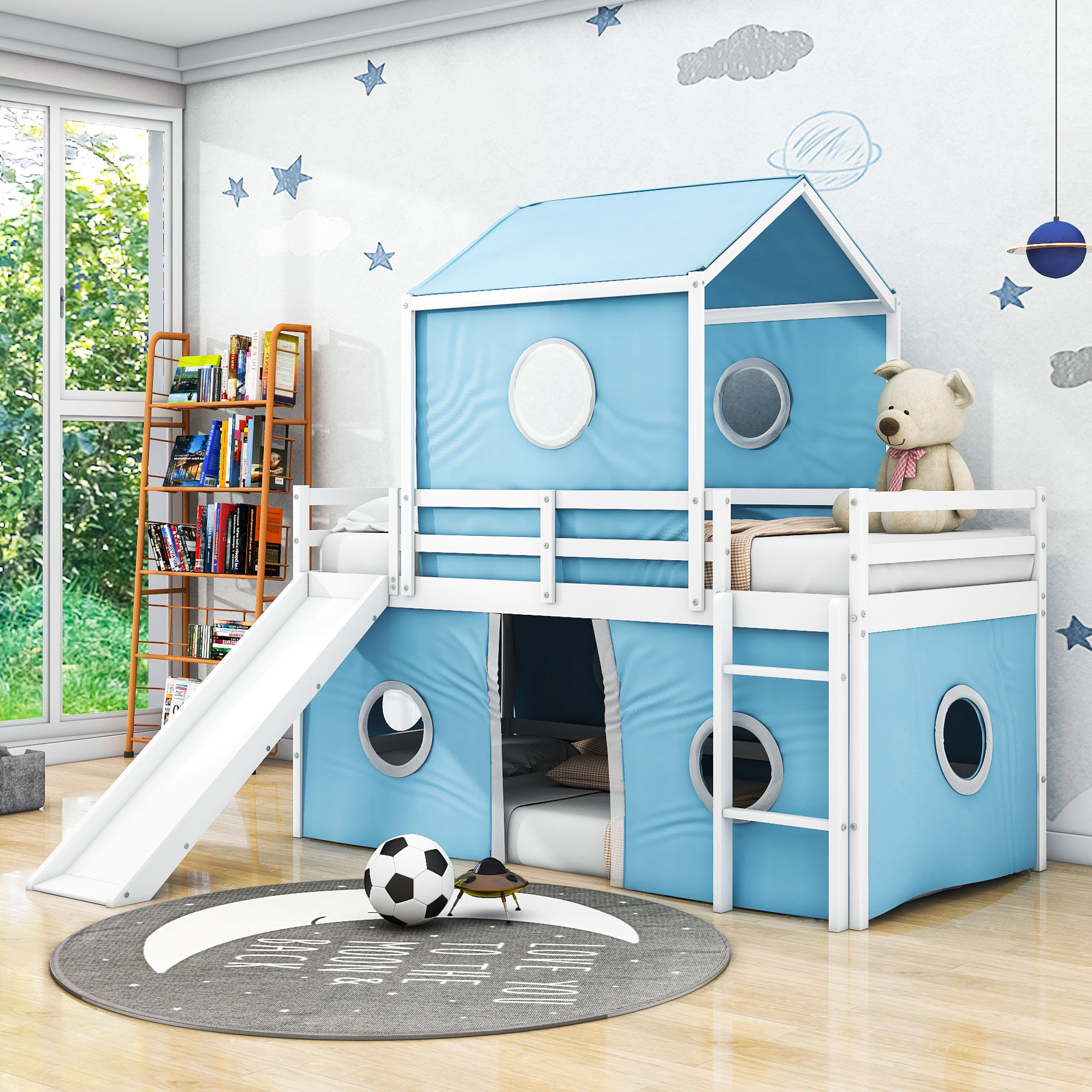 Harper Orchard Knippa Loft Bed with Slide and Tent by Harper Orchard ...