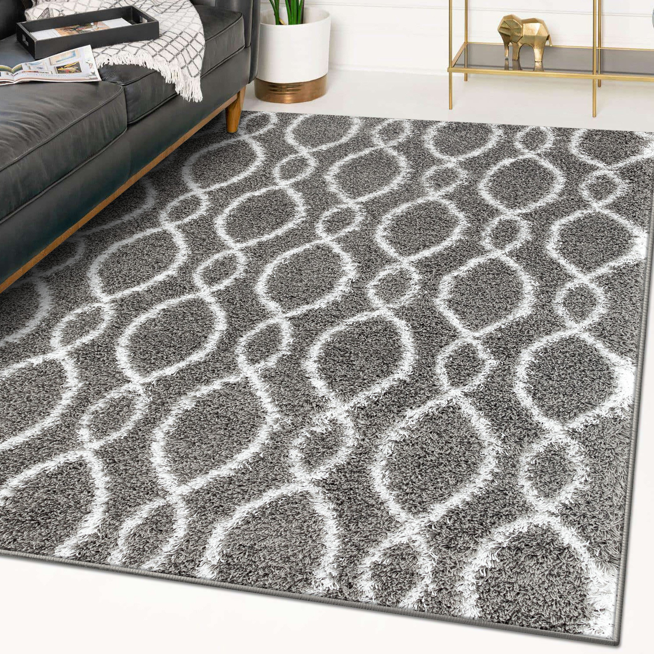 Wrought Studio™ Lago Vista Geometric Gray Area Rug | Wayfair
