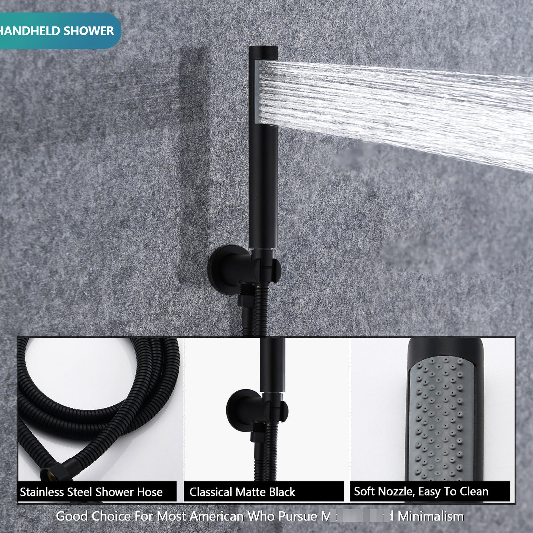 TUOXIN Matt Black Wall Mounted Shower With 10" Rain & Handheld Heads ...