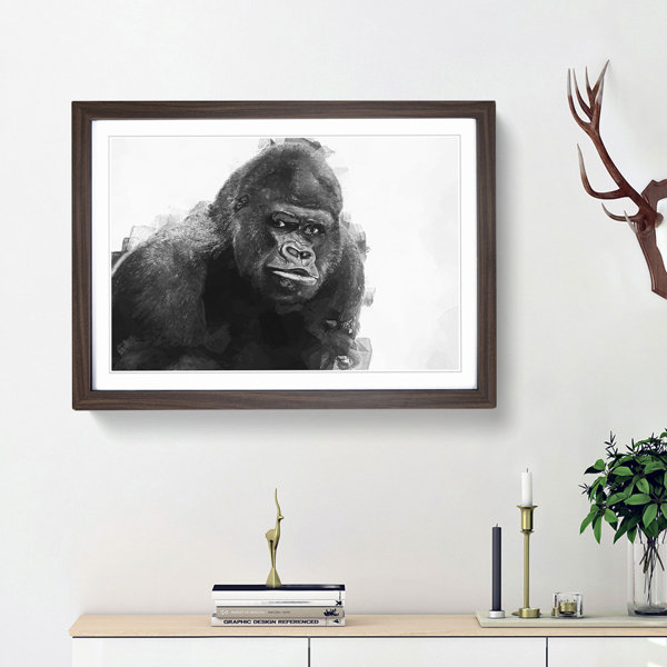 East Urban Home A Silverback Gorilla in Abstract - Picture Frame ...
