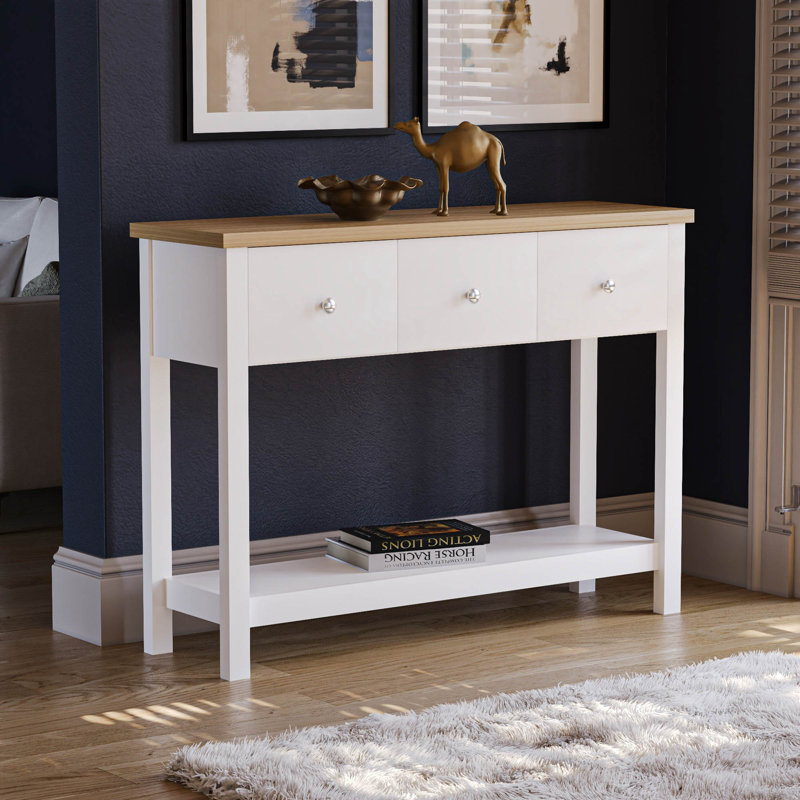 August Grove Beacsfield 3 Drawer Console Table Slim Hallway & Living ...