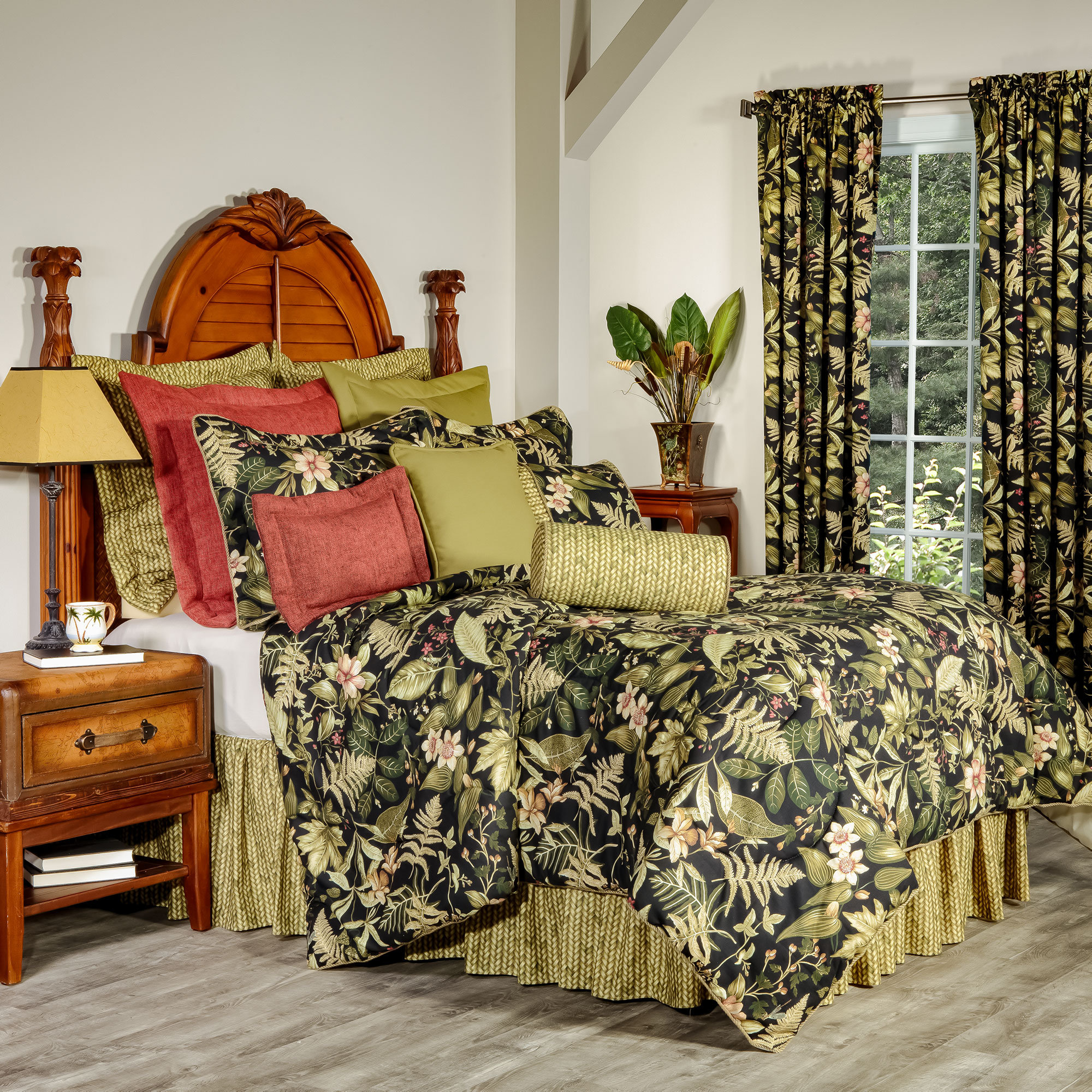 thomasville at home Tahitian Black/Green/Gold Standard Cotton 4 Piece ...