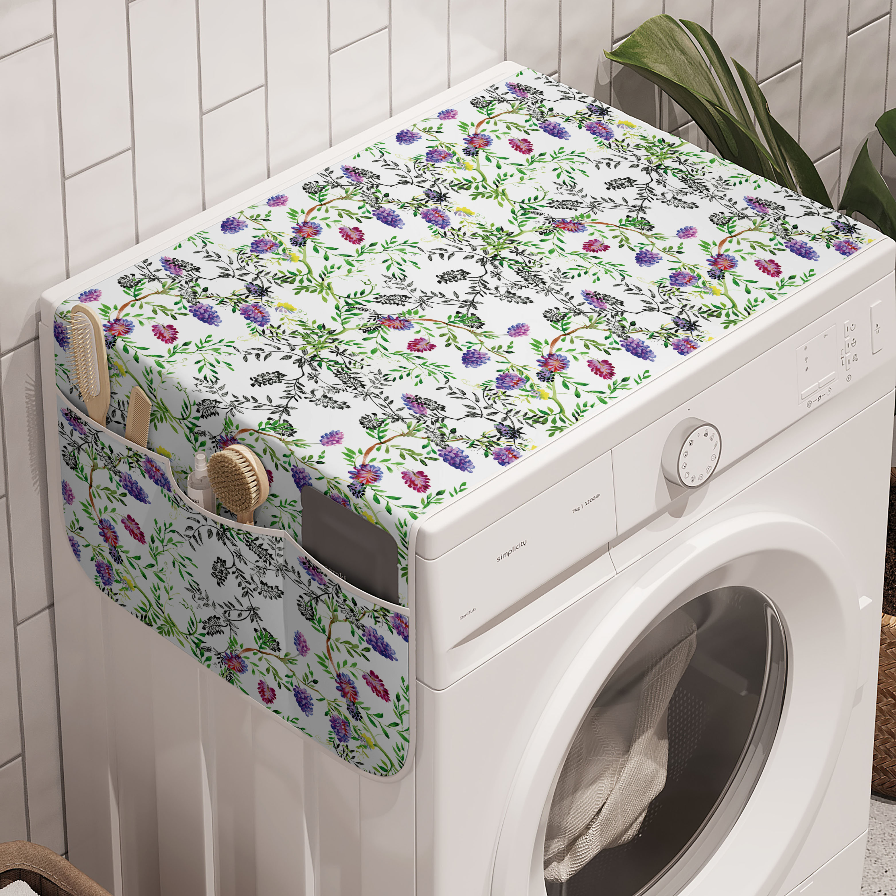 East Urban Home Floral Washing Machine Organizer Pack of 2 47" x 18.5 ...