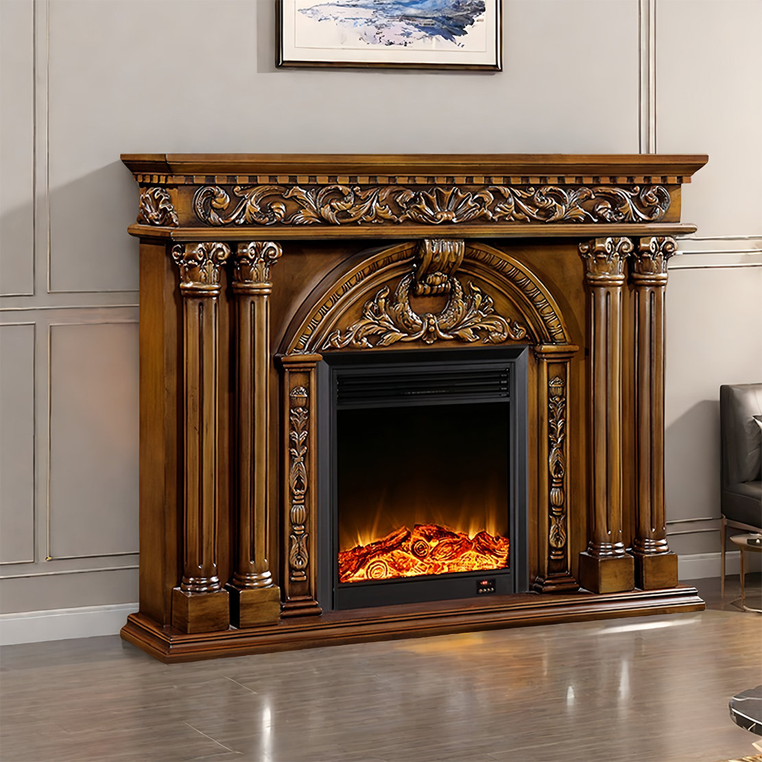 Elegant Home Furnishings.s European-style Roman column fireplace | Wayfair