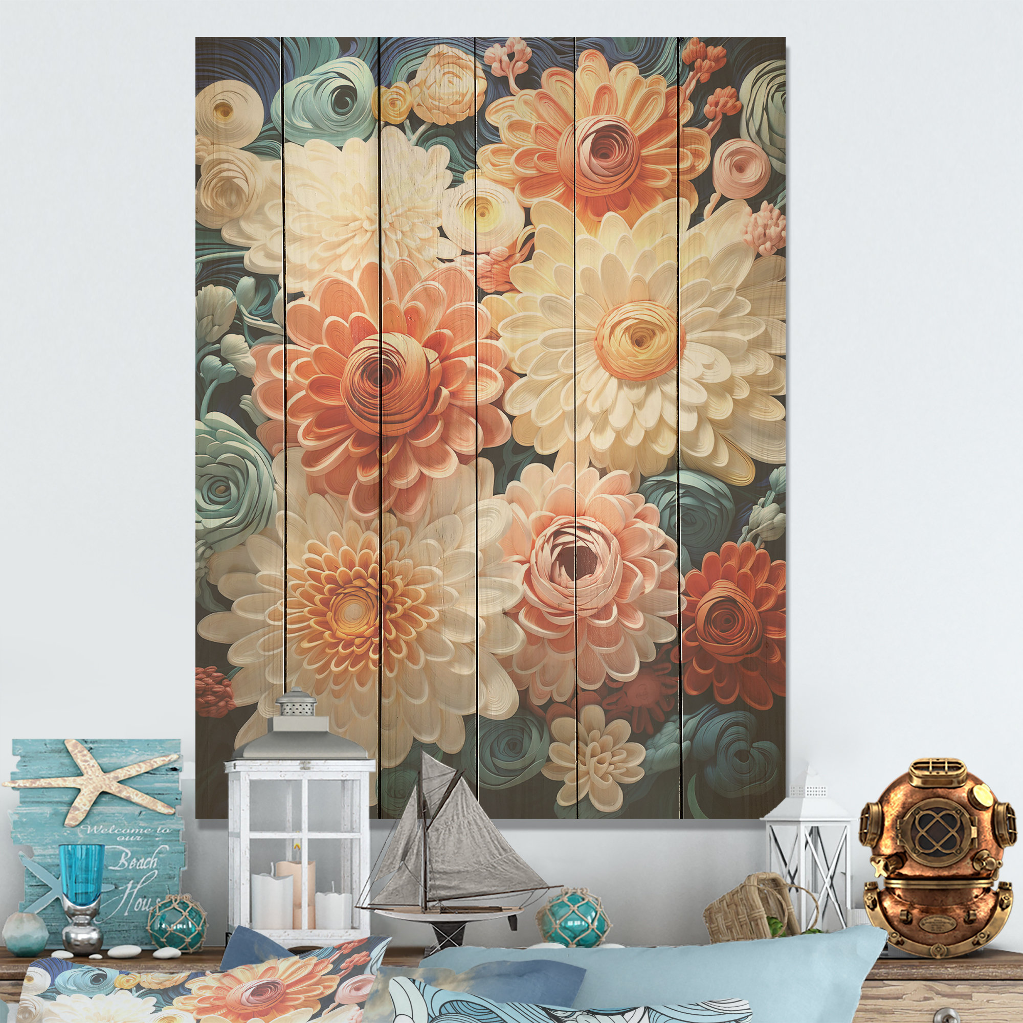 Lark Manor™ Red And White Coral Underwater Bouquet - Coastal Coral ...