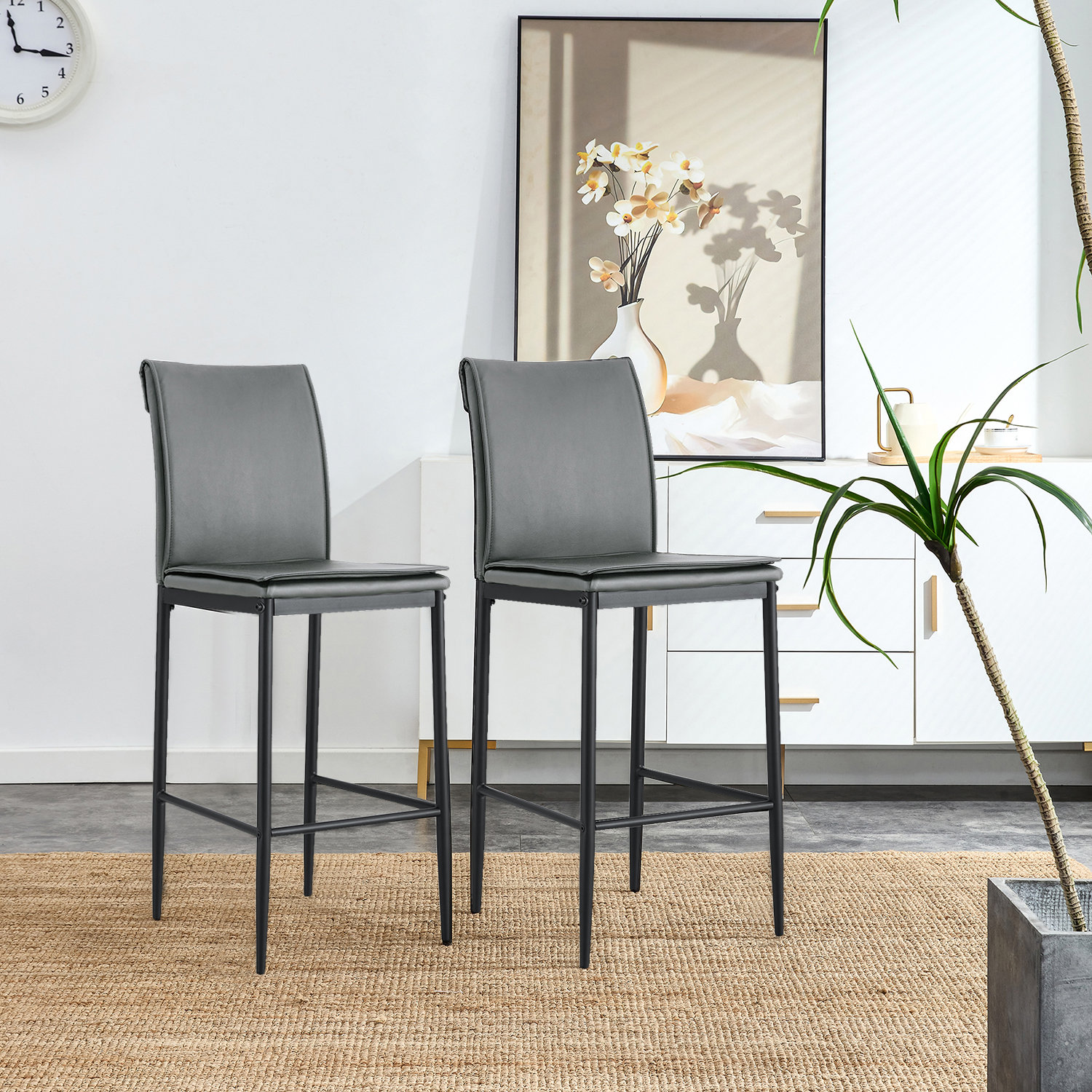 Latitude Run® Upholstered 25.02'' Counter Stool with Metal Frame | Wayfair