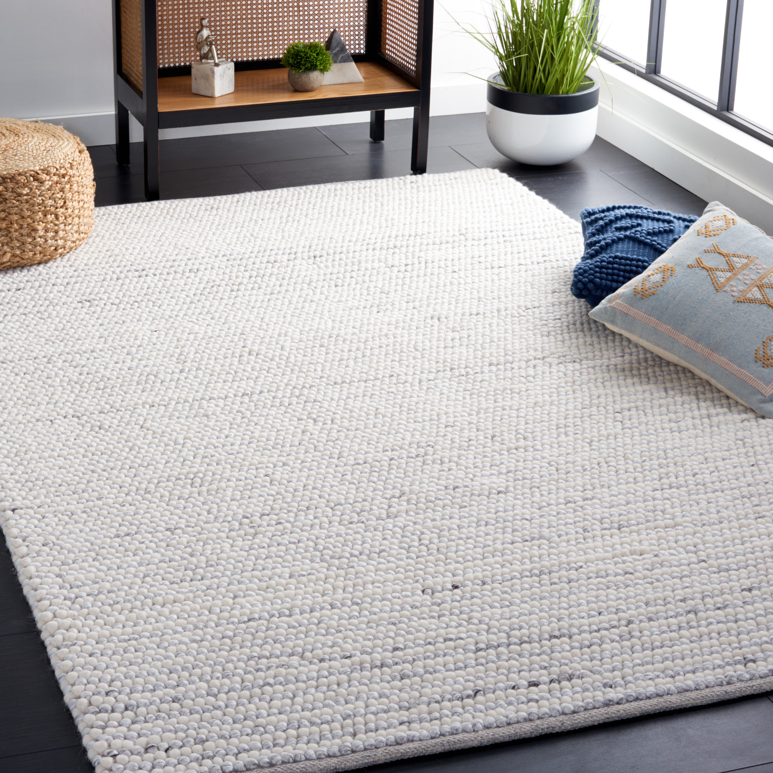 Wade Logan Charvik Striped Handmade Area Rug in Ivory/Light Gray ...