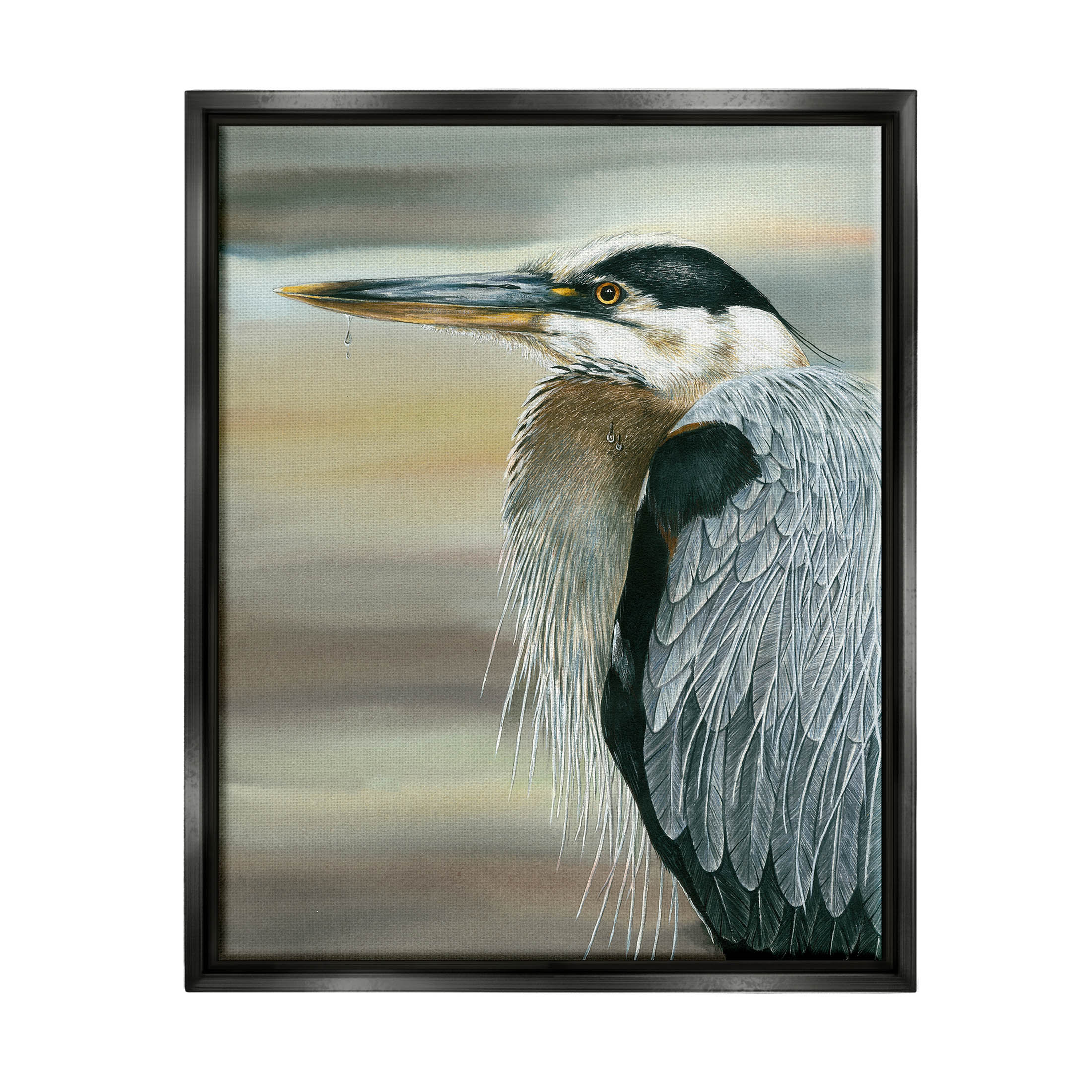 Red Barrel Studio® Heron Bird Feather - Floater Frame Graphic Art on ...