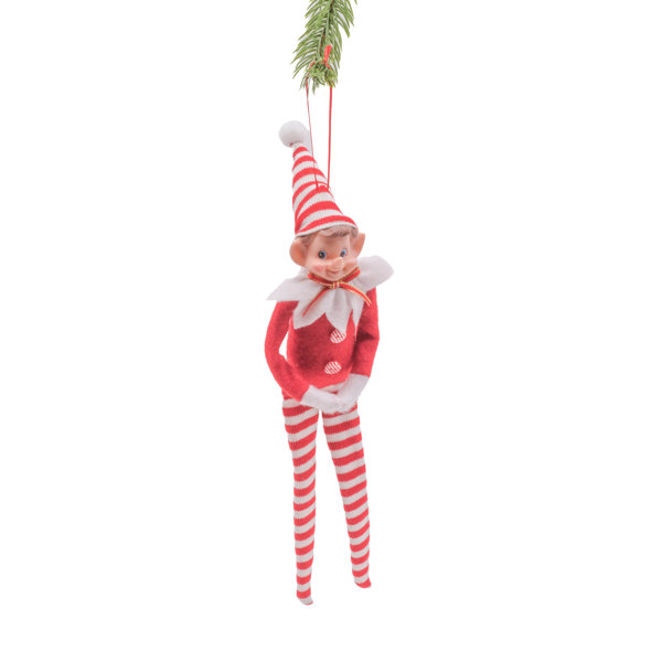 The Holiday Aisle® Red/White Fabric Hangable Jester Elf with Dangling ...