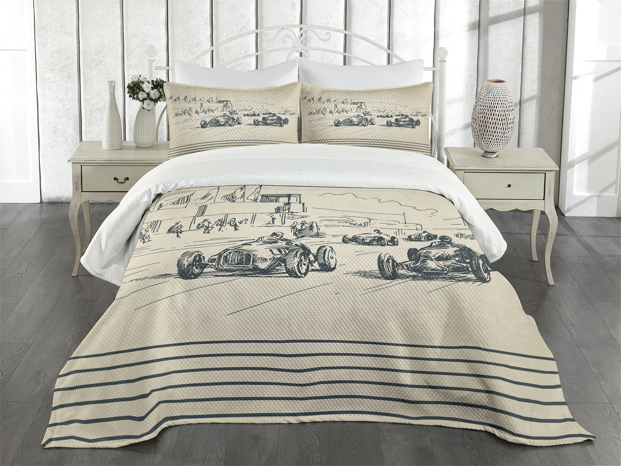 Ambesonne Vintage Car Bedspread Racing Cars Sketchy | Wayfair