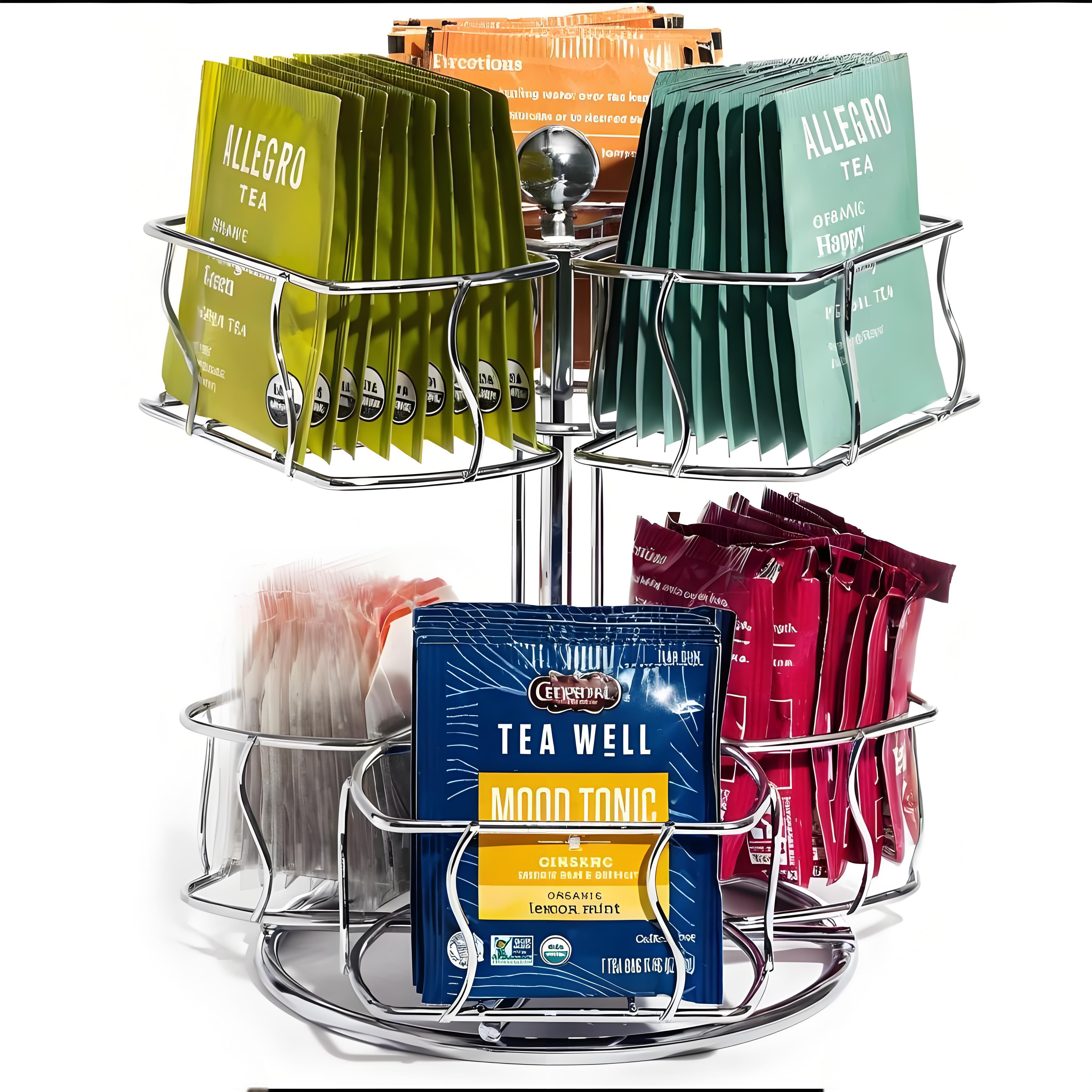 VOMINZ Tea Bag Carousel - Countertop Tea Canister Organizer With Two ...