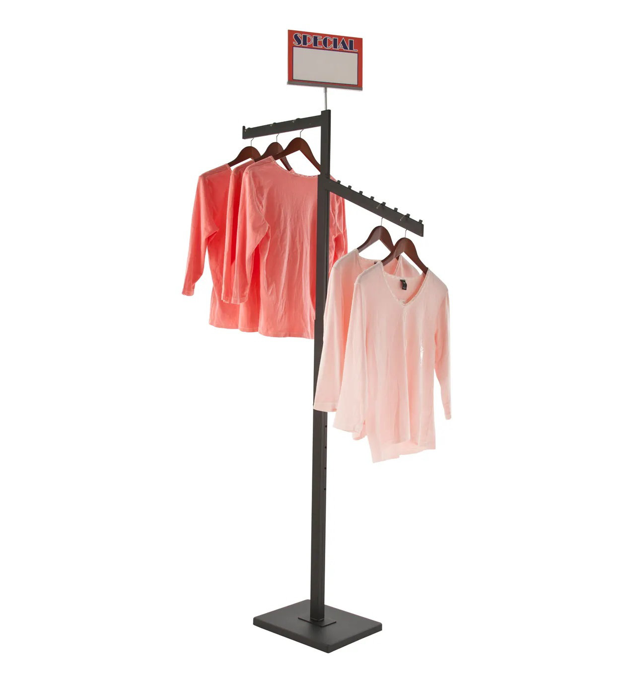 Rebrilliant 2-Way Garment Rack, Rectangular Tubing, 16”L Straight Arm ...