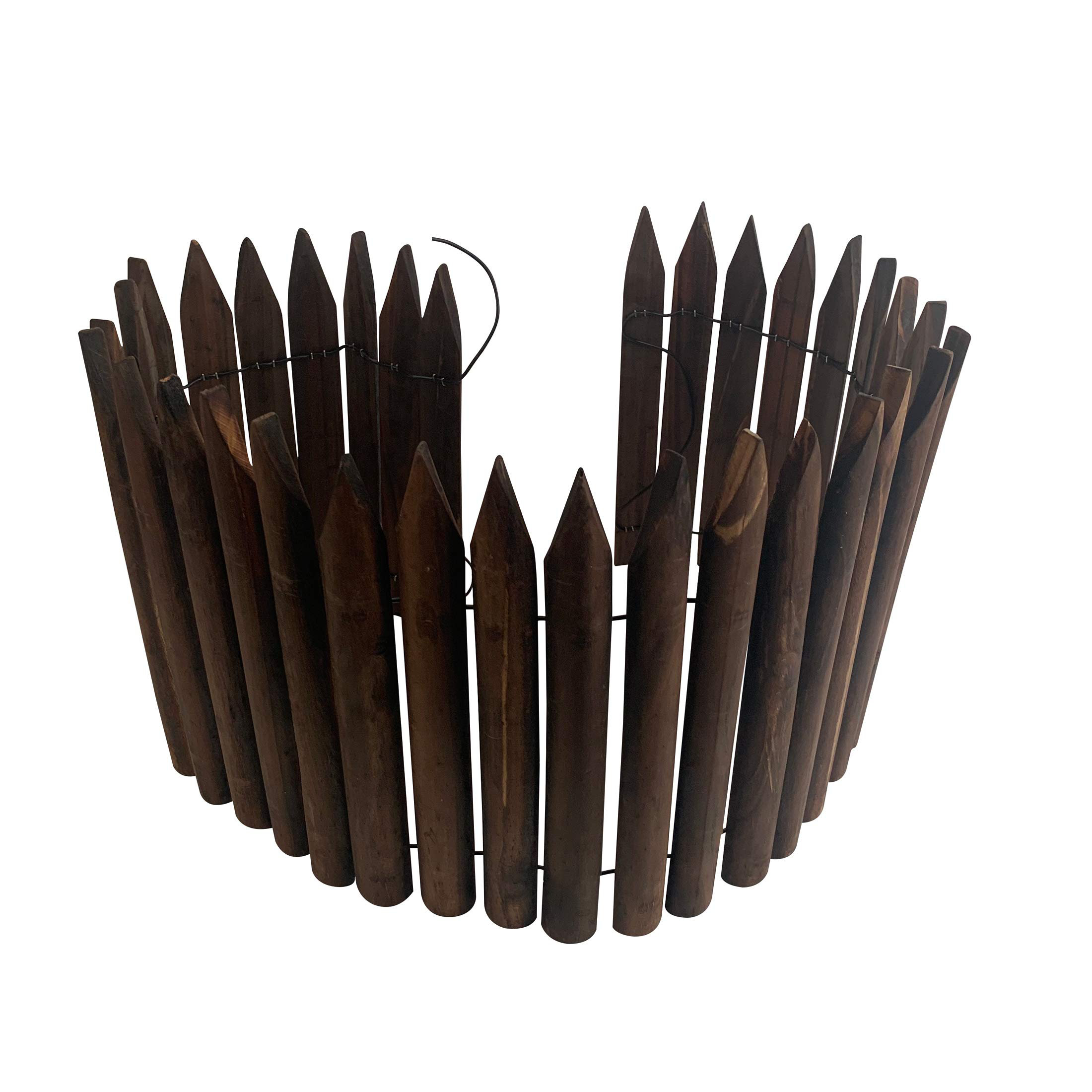 Rainbow Home Garden Wooden Short Fence Edging - Burnt Wood Finish ...