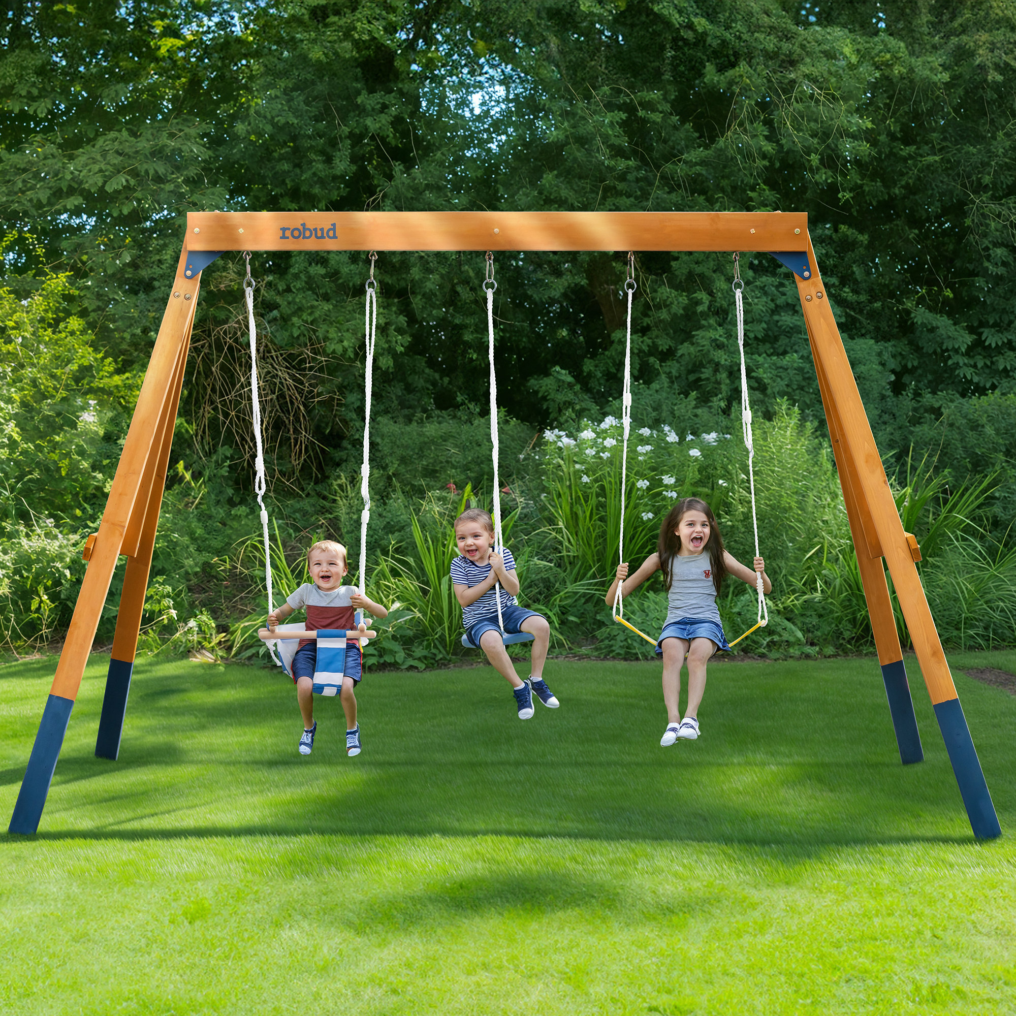 ROBUD Wooden Swing Set with Swings - Wayfair Canada