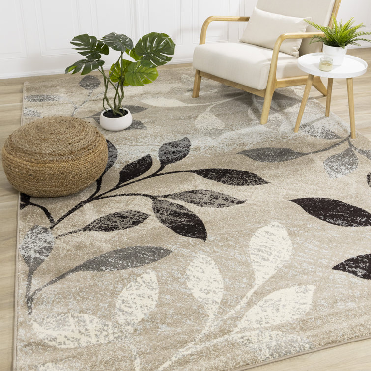 Red Barrel Studio® Monterrey Floral Beige/Blue/Brown/Black Area Rug ...