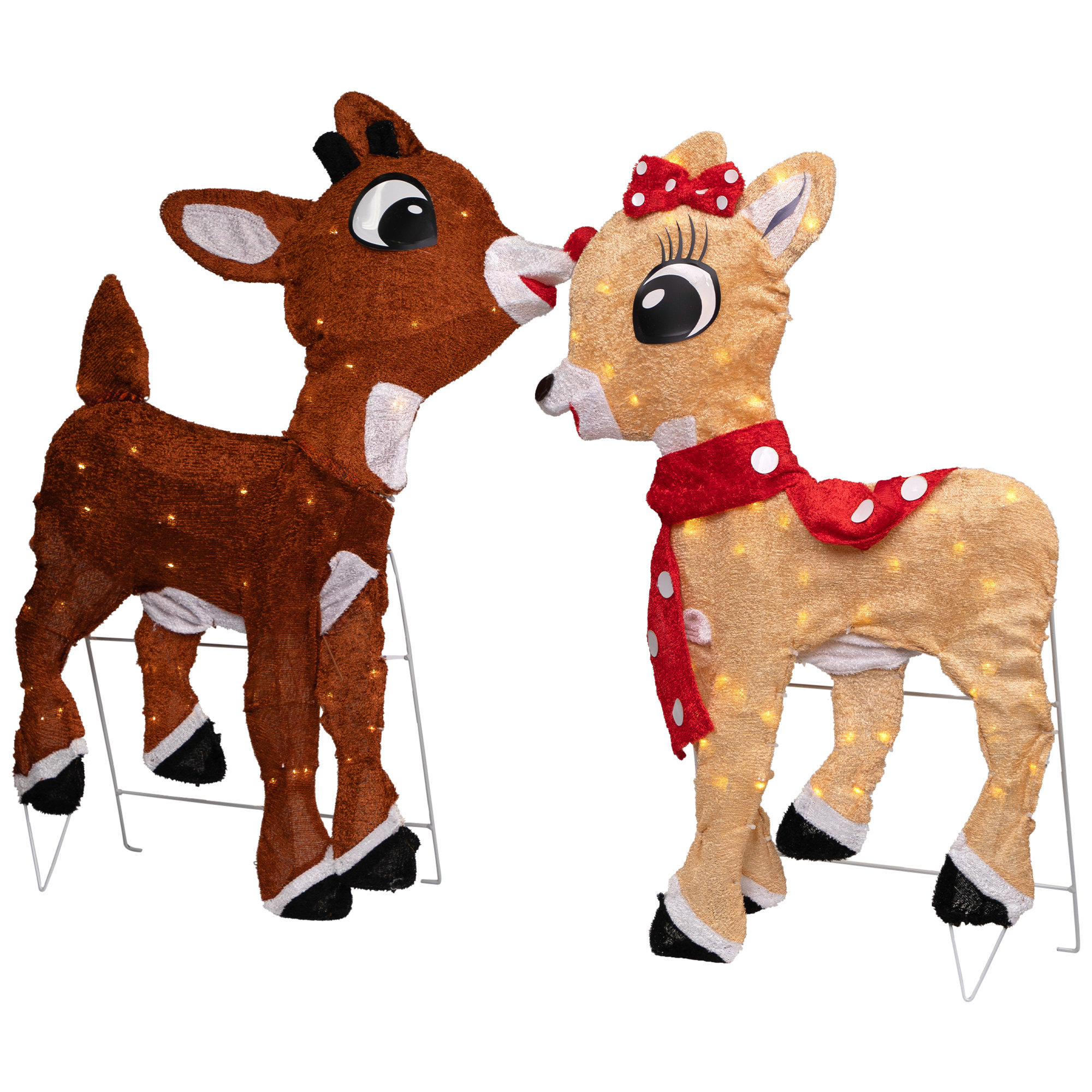 The Holiday Aisle® Set of 2 Lighted Rudolph and Clarice Outdoor ...