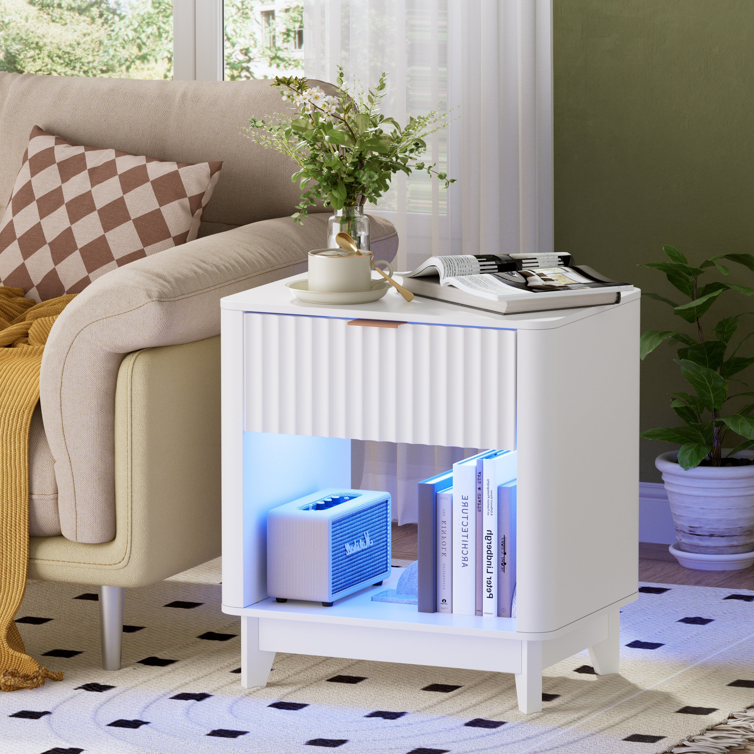 Wrought Studio™ Moheen Night Stand, Modern Farmhouse Nightstand | Wayfair