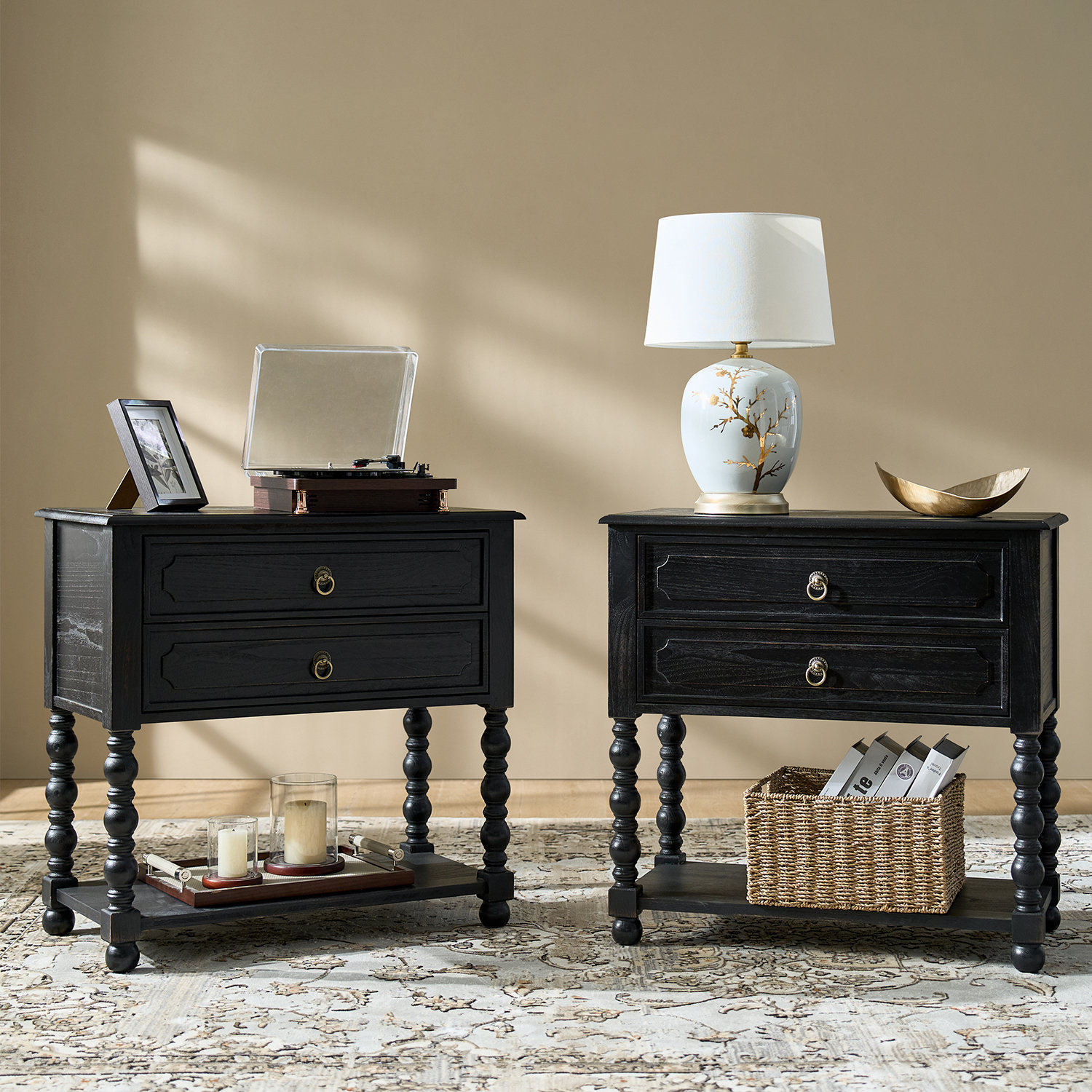 Lark Manor™ Aristidh Traditional 30"Tall Solid Wood 2-Drawer End Table ...