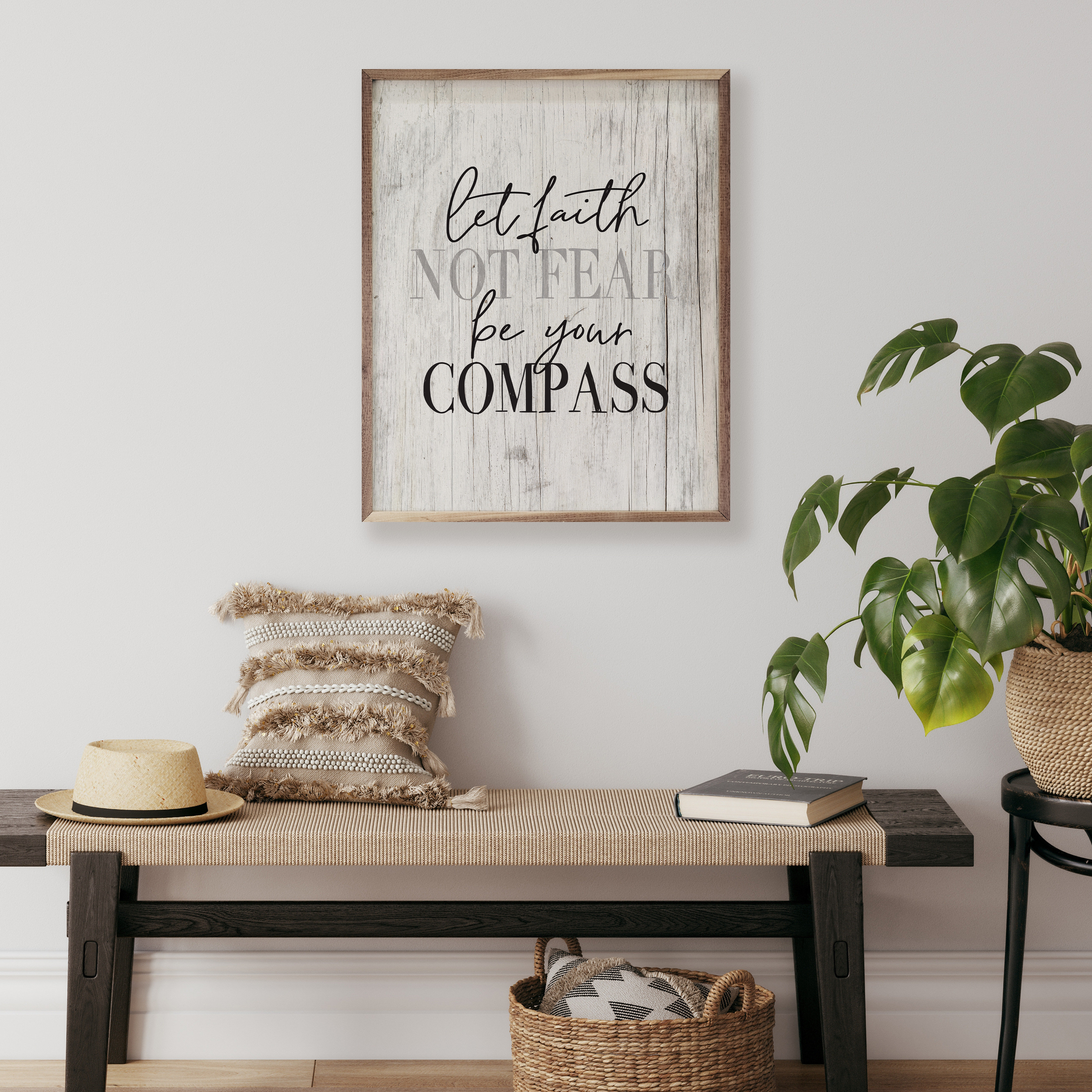 Trinx Let Faith Not Fear Be Your Compass Chippy Whitewash - Wayfair Canada