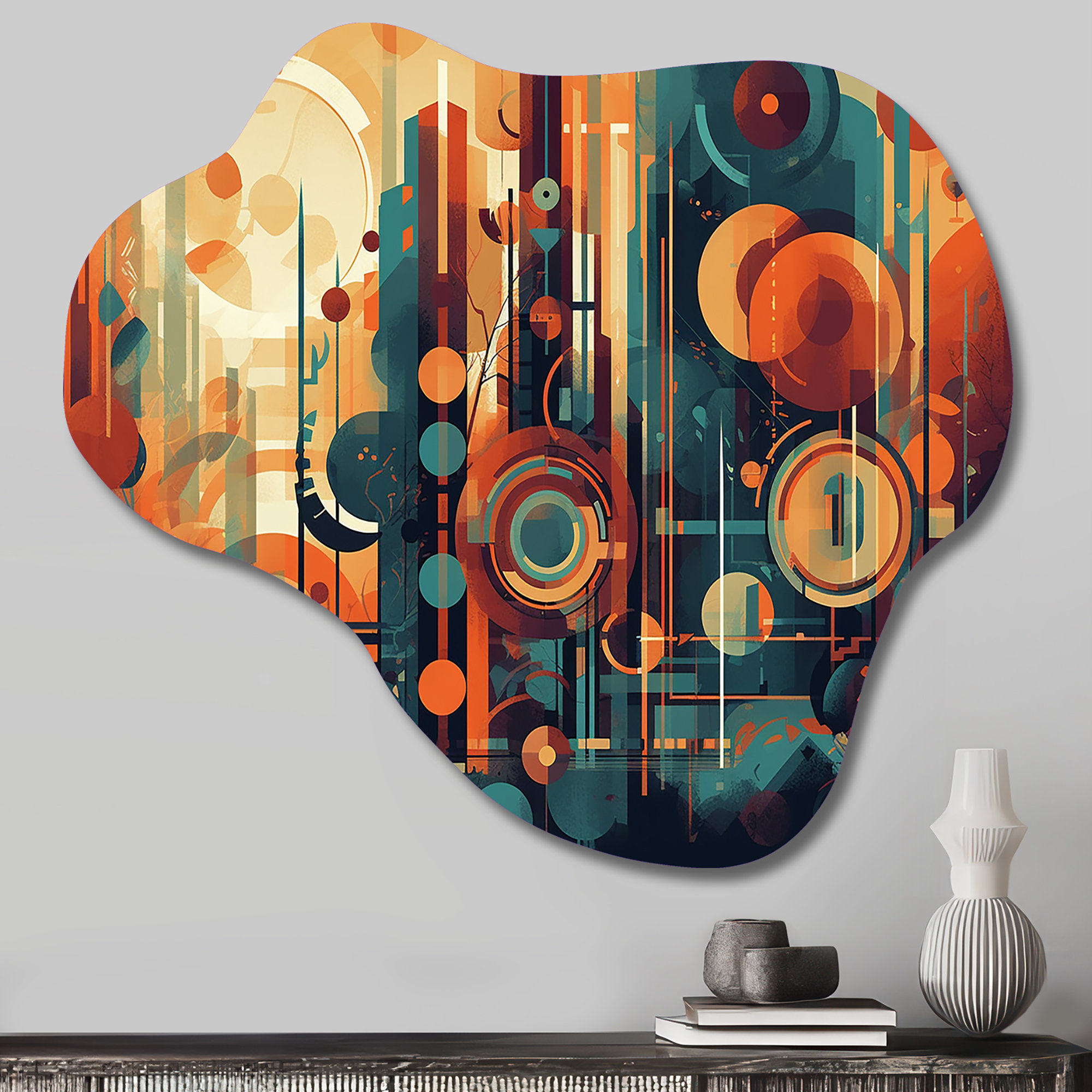 Ivy Bronx Orange And Blue Abstracted Nostalgia II - Abstract Midcentury ...