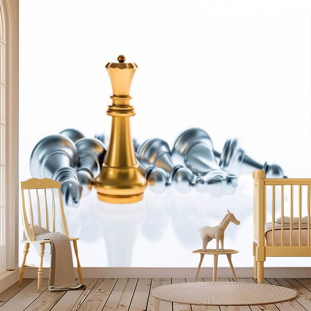 Ivy Bronx Peel and Stick Canvas Wallpaper Wall Mural golden queen ...