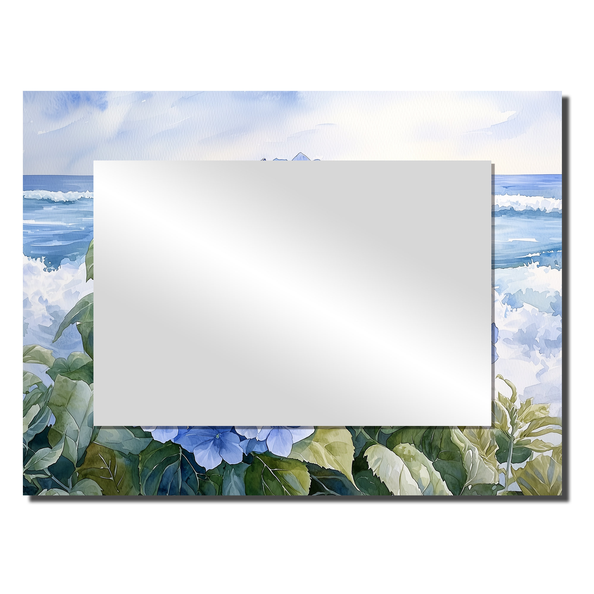 Dovecove Hydrangeas In The Coastal Garden II - Floral Mirror Wall Decor ...