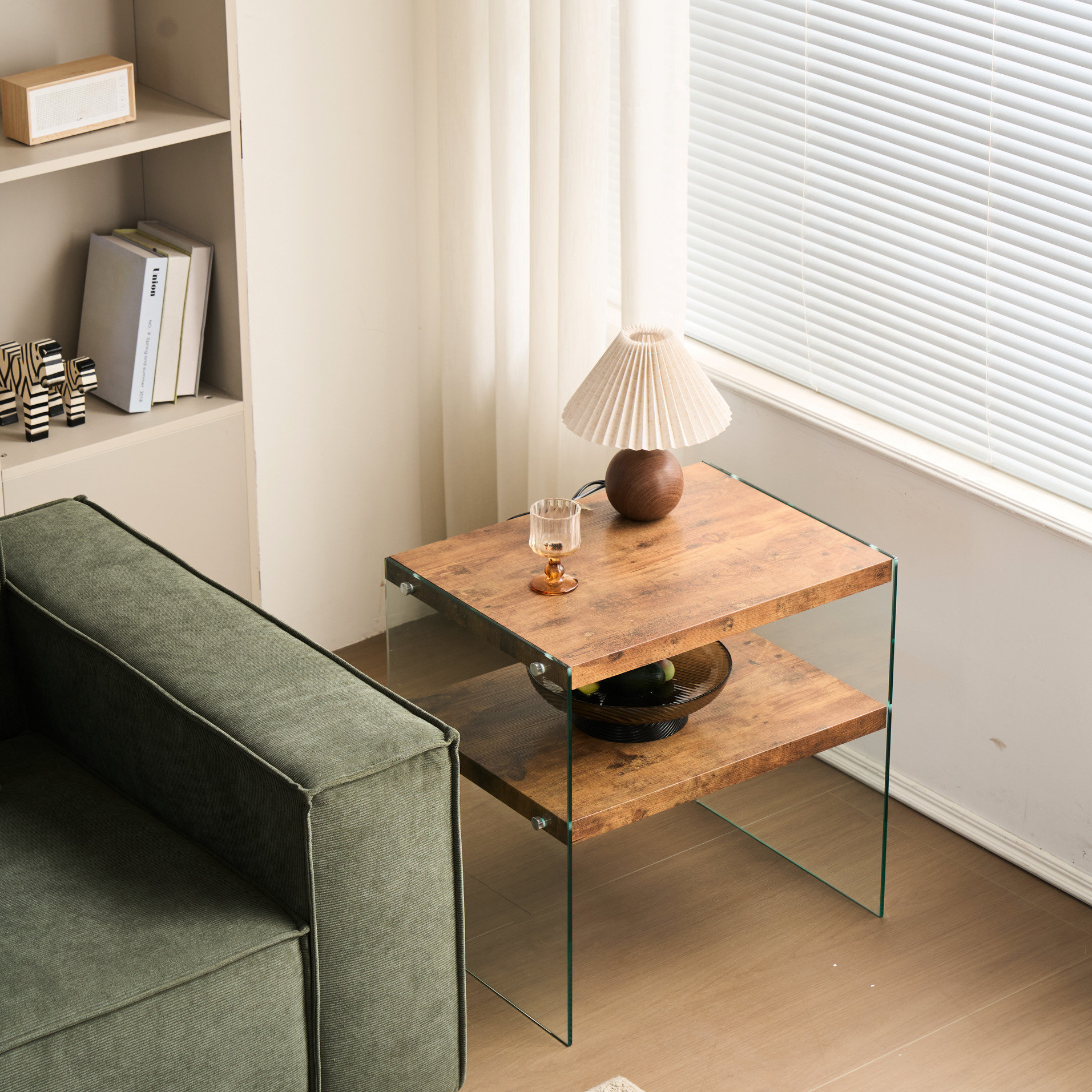 Wrought Studio™ Walnut Night Stand Table With Tempered Glass ...