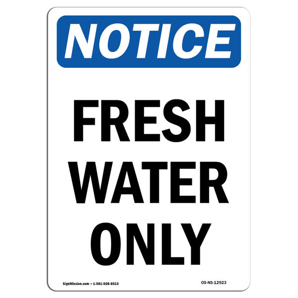 SignMission Fresh Water Only Sign | Wayfair