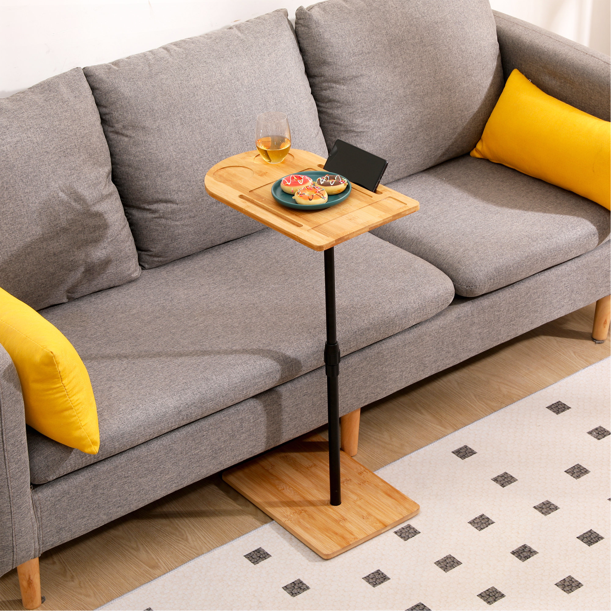 George Oliver Couch Tray Table Bamboo Height Adjustable Side Table For ...