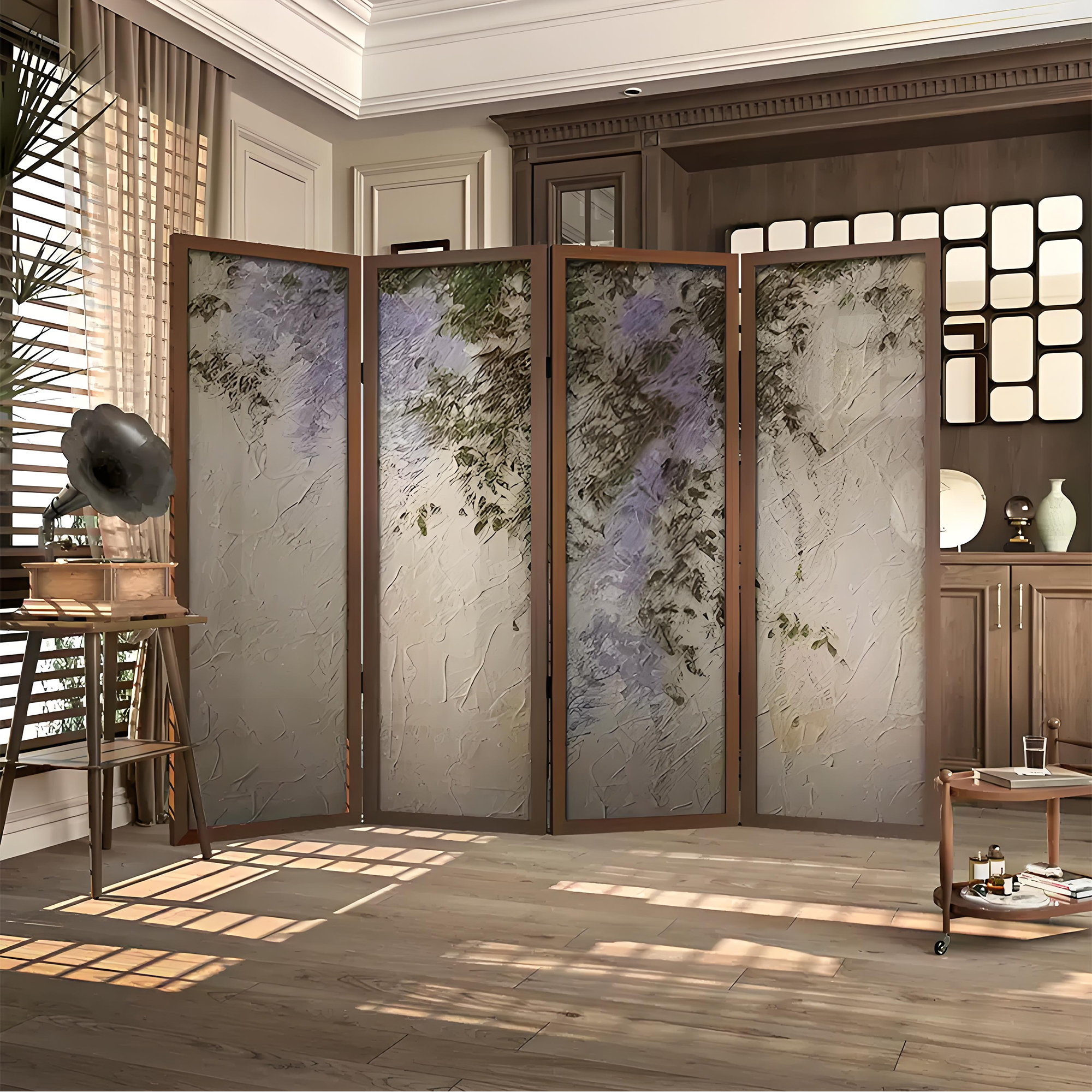 Red Barrel Studio® Wisteria Oil Painting Screen | Wayfair