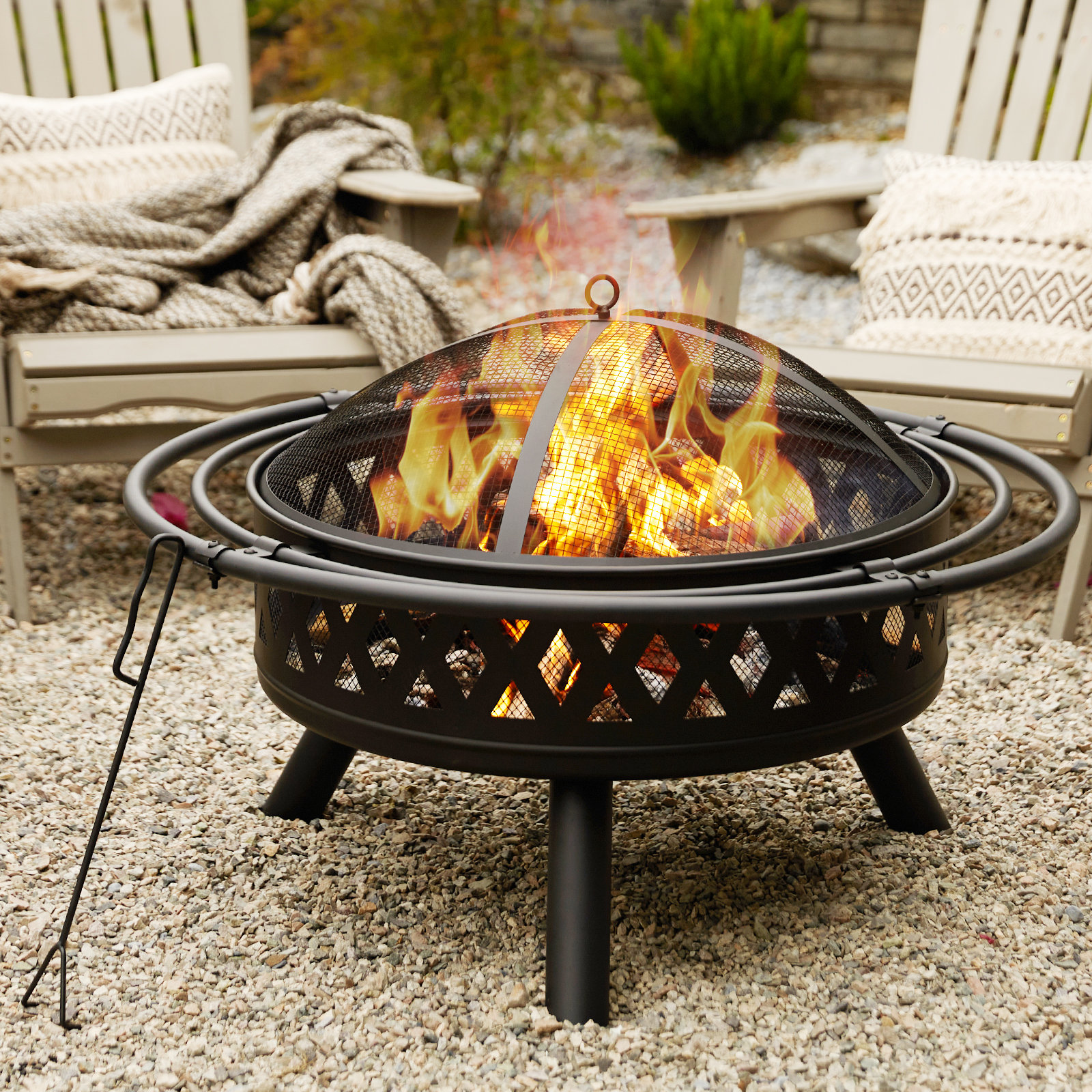 George Oliver Jullianne 24'' H x 35'' W Steel Wood Burning Outdoor Fire ...
