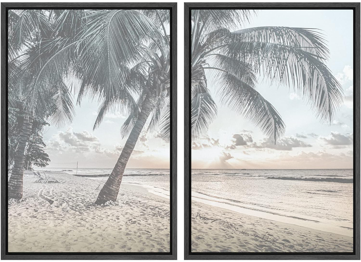 wall26 Vintage Retro Washed Out Beach Palms Over The Shore Nature ...