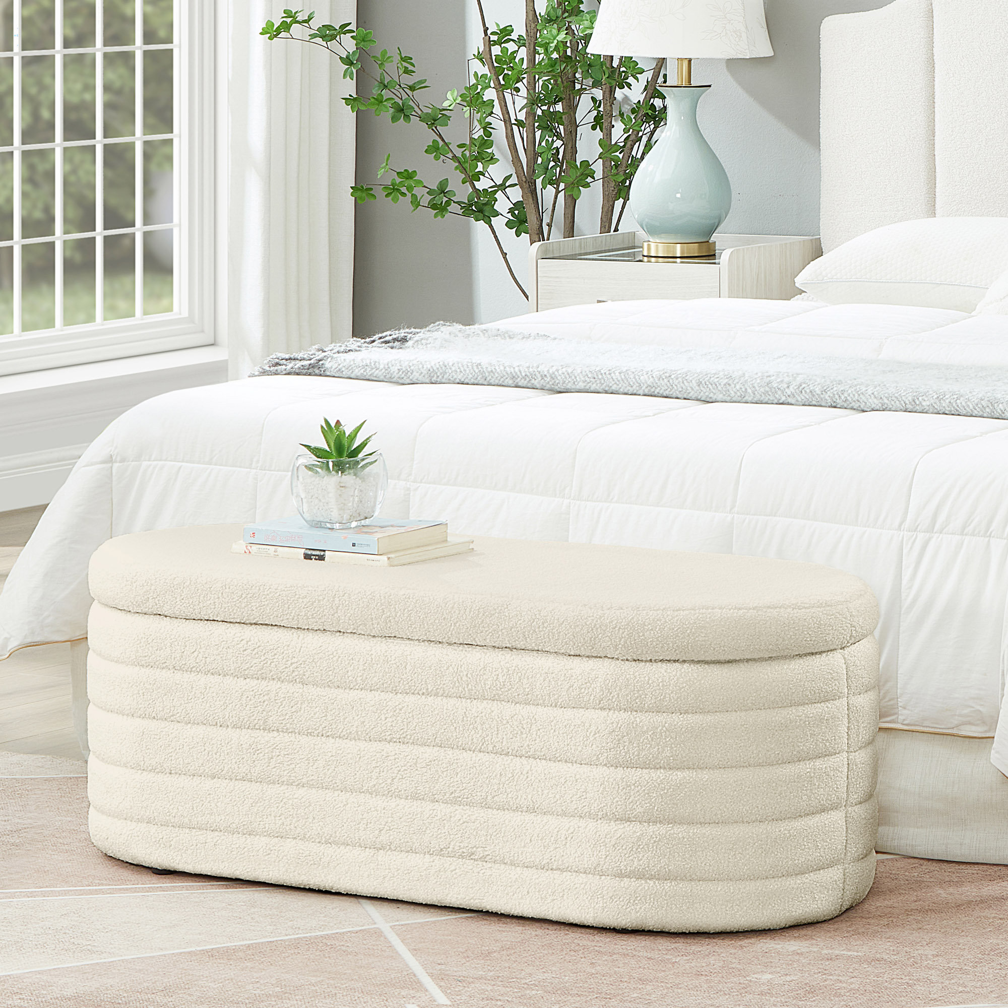 Latitude Run® Modern Oval Storage Ottoman Bench | Wayfair