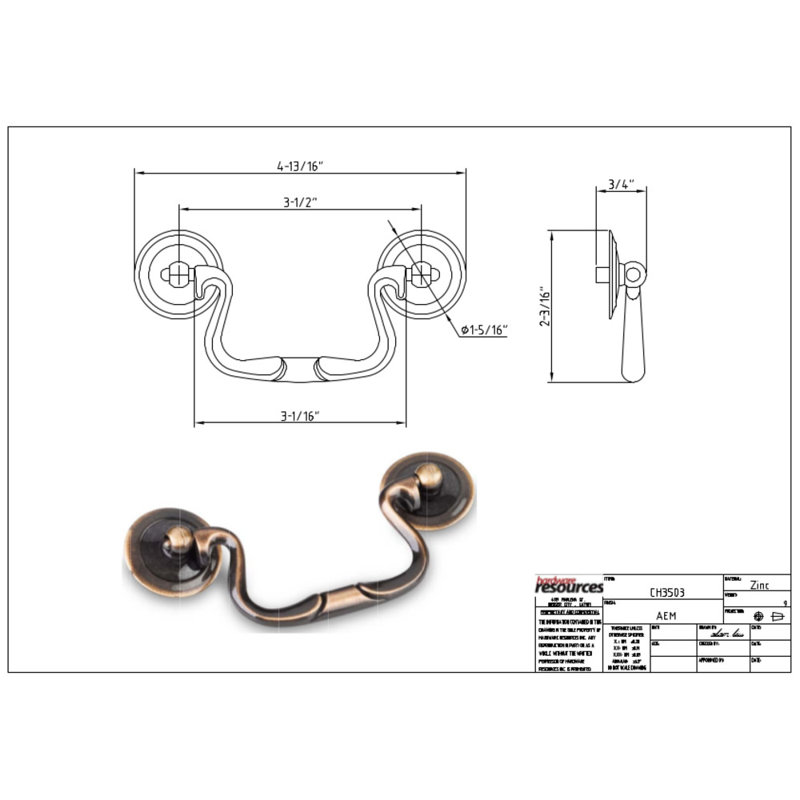 Elements by Hardware Resources Kingsport 3 1/2" Center to Center Drop ...
