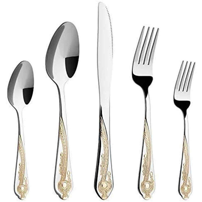 House of Hampton Silverware Set – 20 Piece Flatware Set – Cutlery Set ...