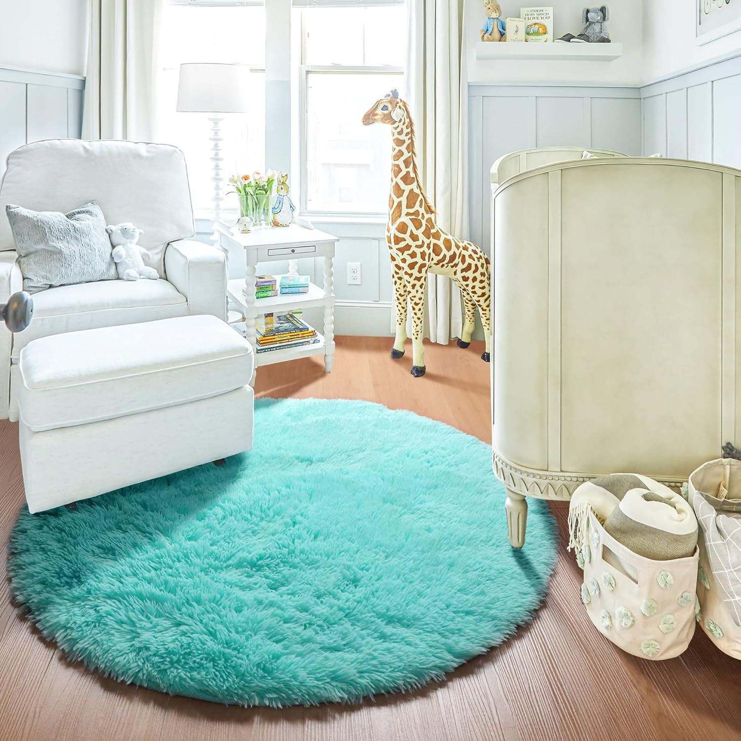 Granij Circle Rugs For Kids Bedroom, Fluffy Carpets, Shaggy Rugs Small ...