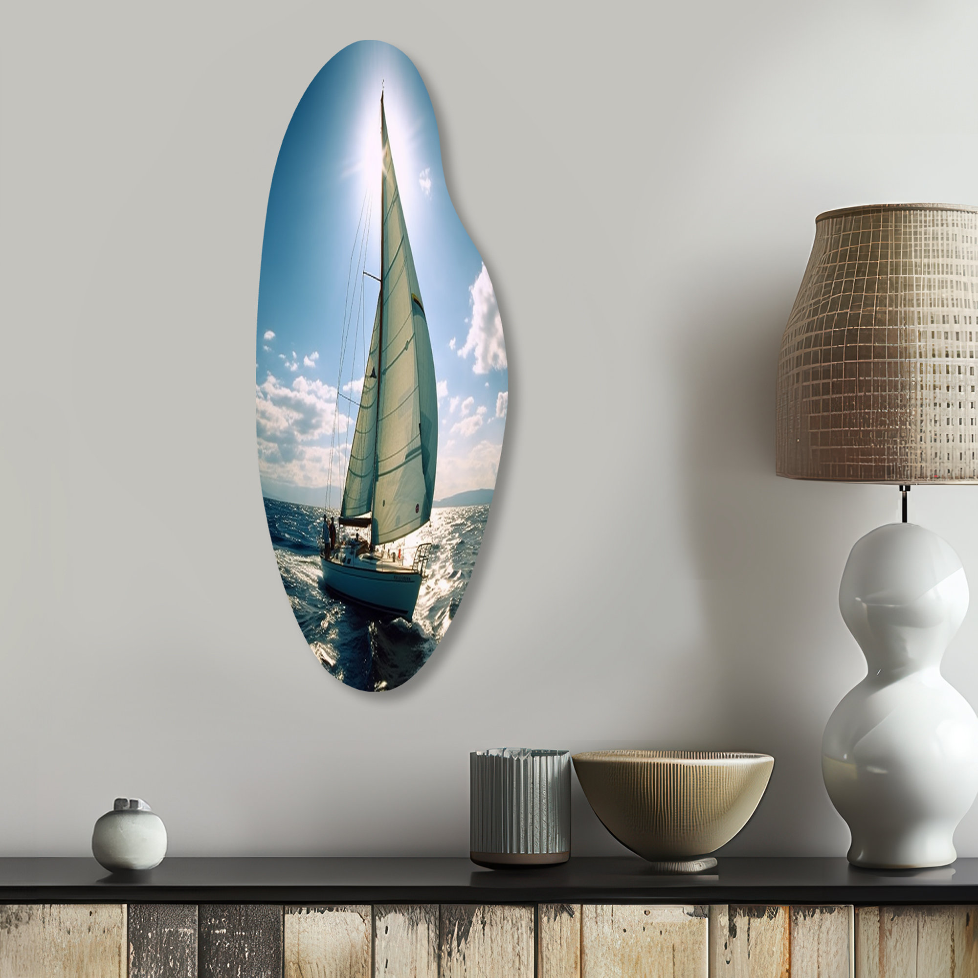Design Art Sailing Boat Solitude Photo II - Sailing Curved Shape ...