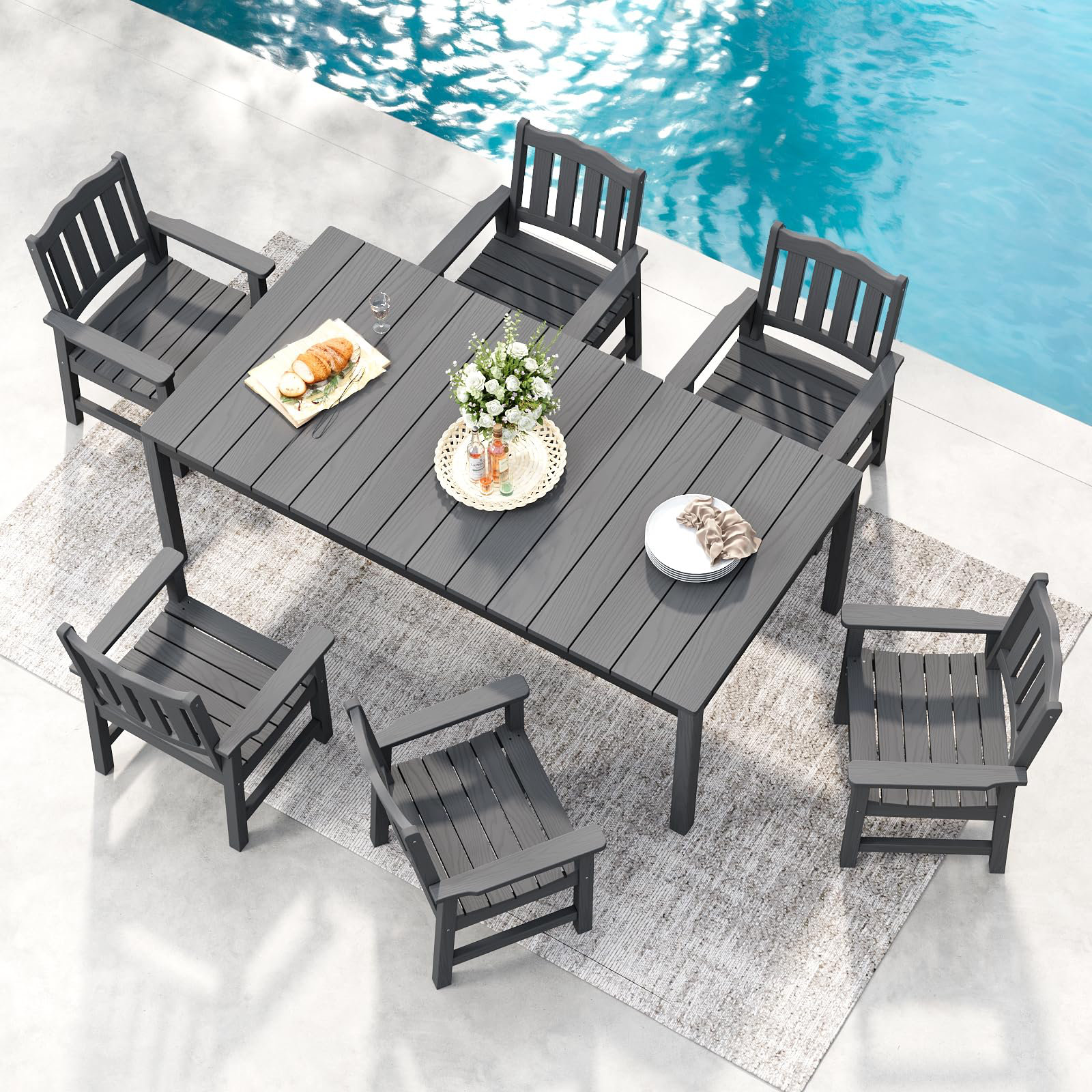 Latitude Run® All-weather Patio 6-person Dining Table, Hips & Outdoor ...