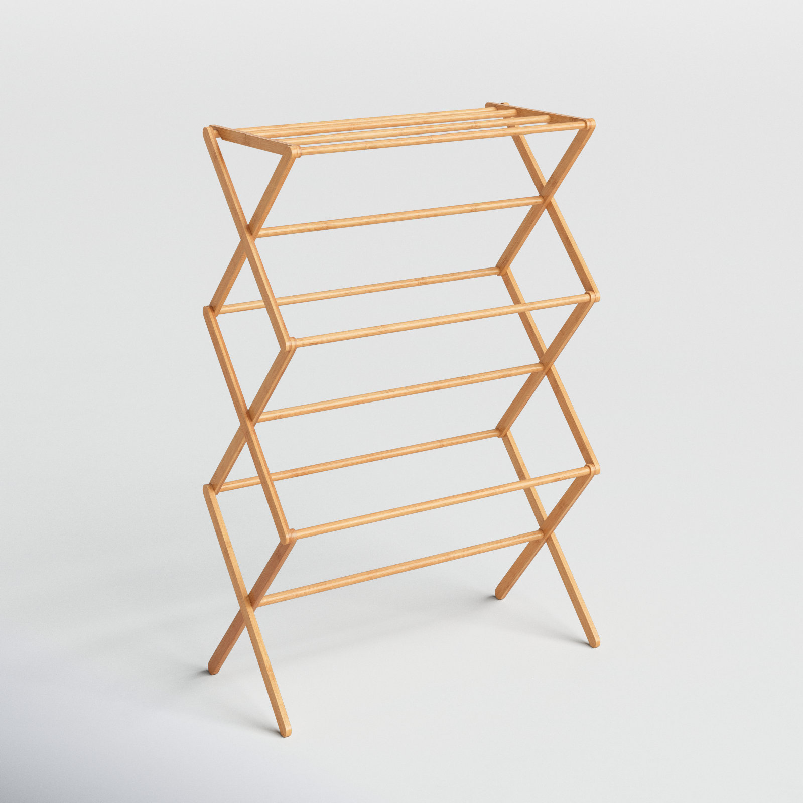 Rebrilliant Bamboo Folding Clothes Drying Rack, Upscale Laundry Rack ...