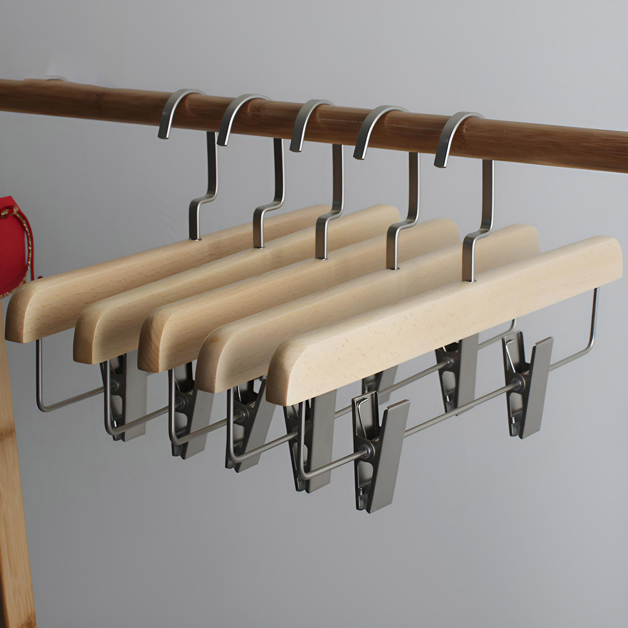 Latitude Run® Premium Solid Wood Pant Hangers - Expandable Heavy Duty ...
