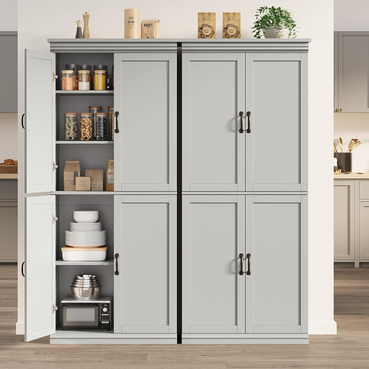 Winston Porter Tanja Pantry Cabinet,70" Tall Kitchen Pantry Cabinet ...