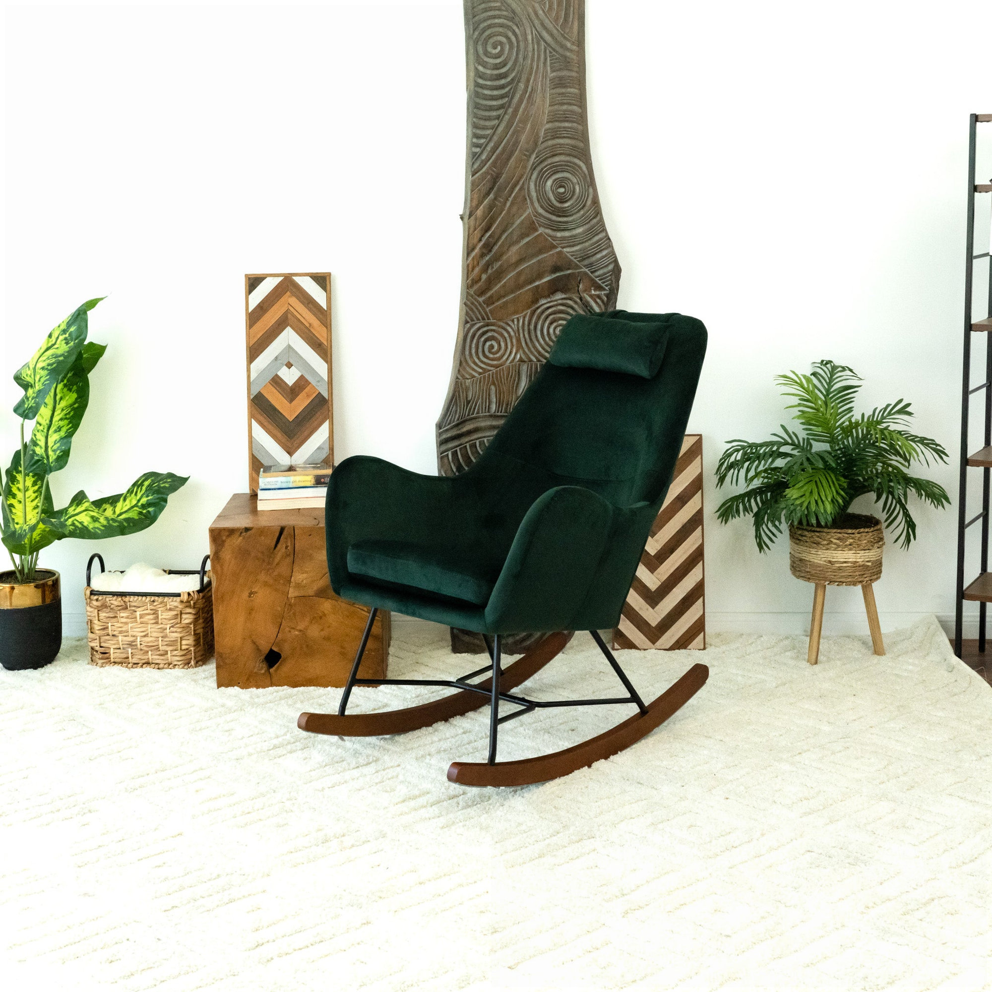 Corrigan Studio® Rocking Chairs, Mid-Century Modern Velvet Rocker ...