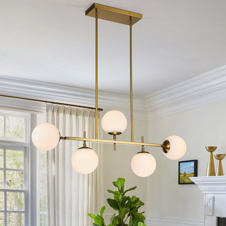 Mercer41 Kaynen 5 - Light Glass Kitchen Island Pendant | Wayfair