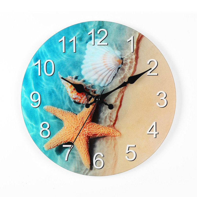 Highland Dunes 12 Inch Glass Wall Clock - Shell | Wayfair