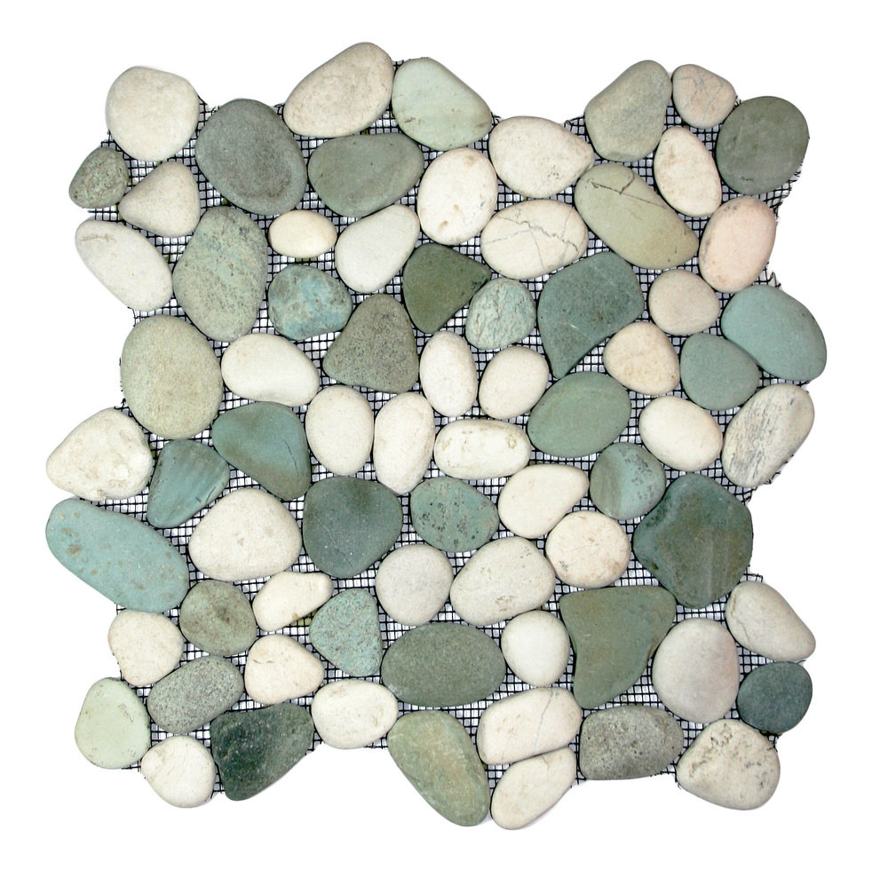 CNK Tile Ganges Sea Green/White/White Natural Stone Mosaic Tile 12" x ...