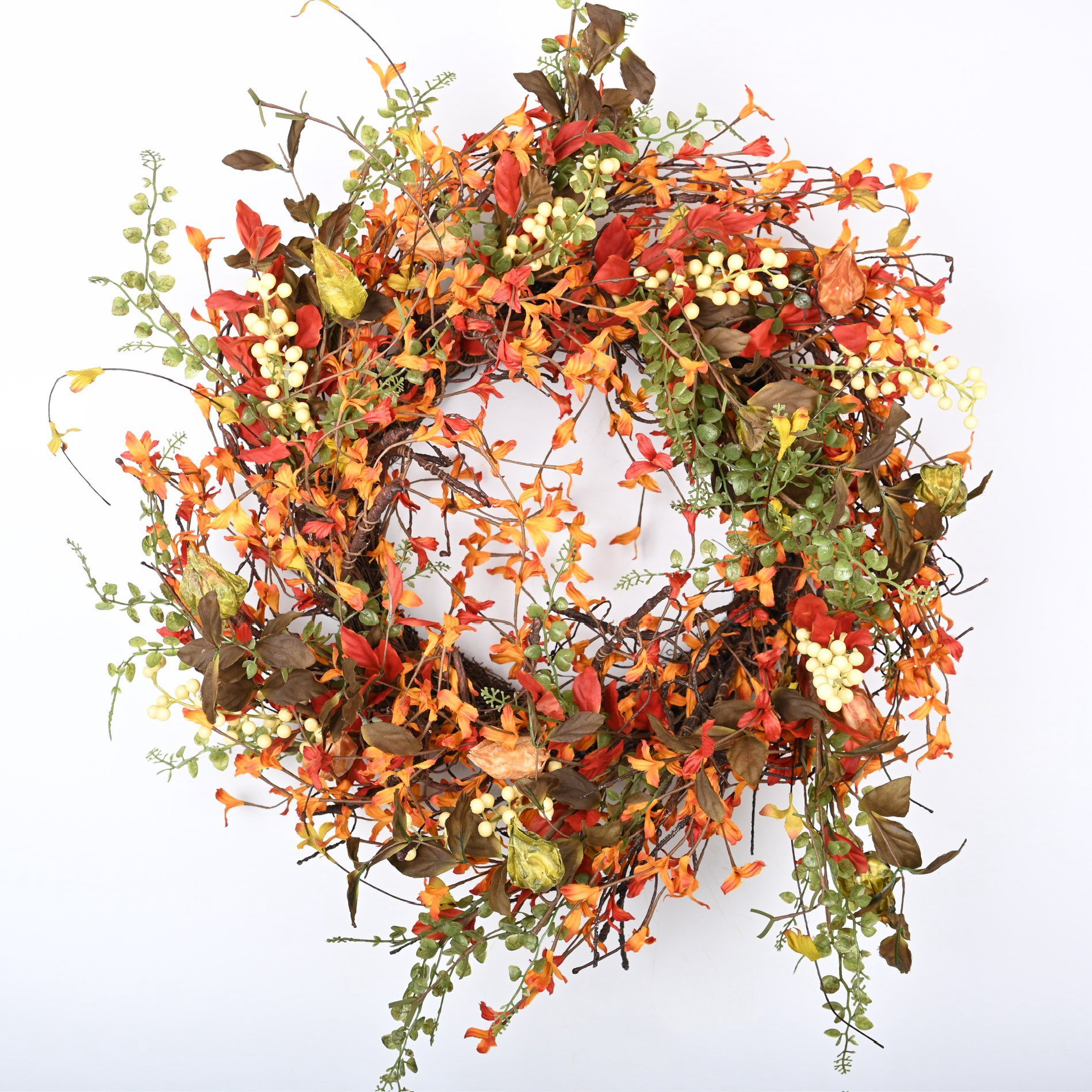 Primrue Faux 24" Fall Autumn Twig Berry Front Door Wreath & Reviews ...